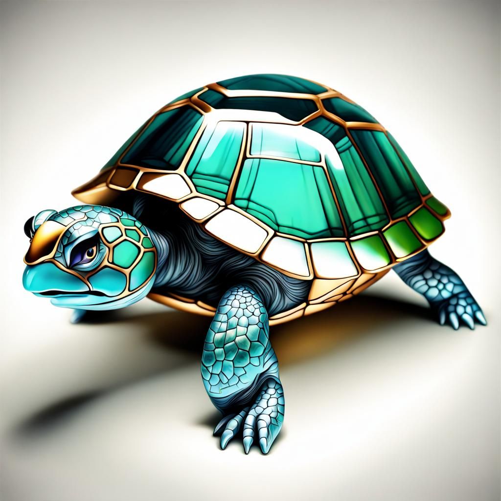 Glass beautiful turtle illustrated by diamond, 8k - AI Generated ...