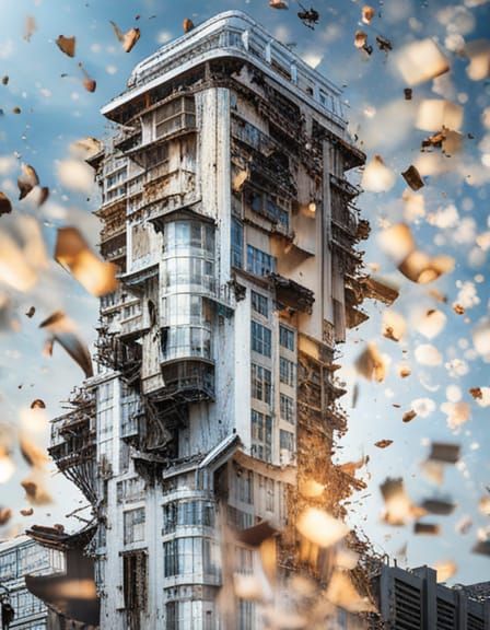 Decomposing building Professional photography, bokeh, natural lighting ...