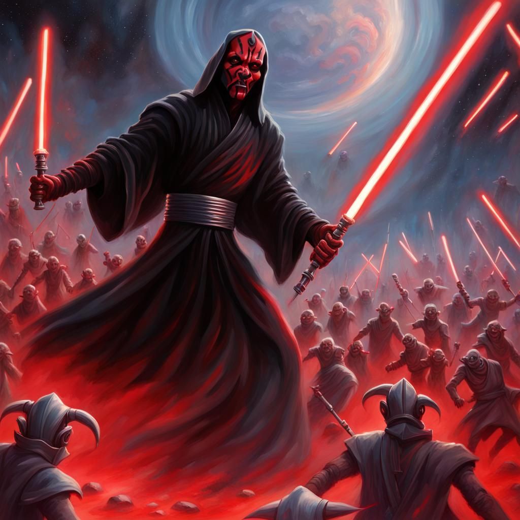 Darth Maul Epic Battle: An Oil Painting - AI Art
