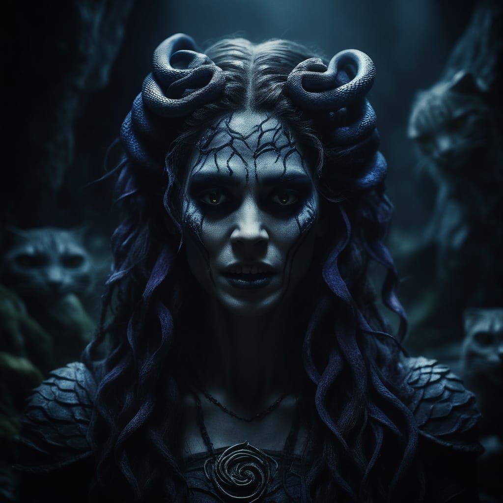 Sad Medusa - Gothic Medusa in Dark, Mystical Cavern