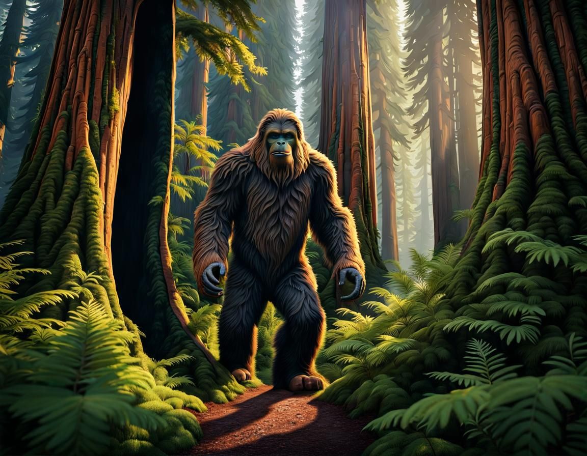 Sasquatch in a Giant Redwood forest - AI Generated Artwork - NightCafe ...