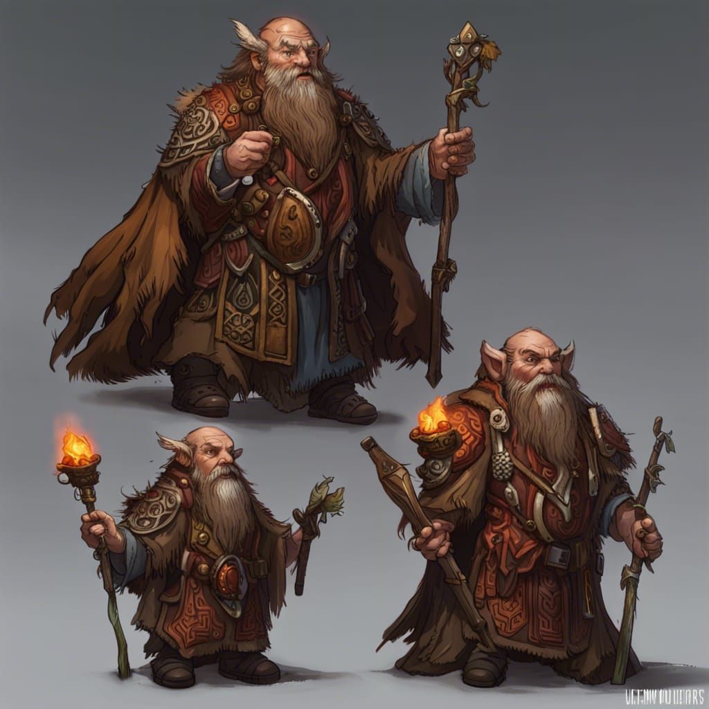 Old Grizzled Dwarf Fire Druid - AI Generated Artwork - NightCafe Creator
