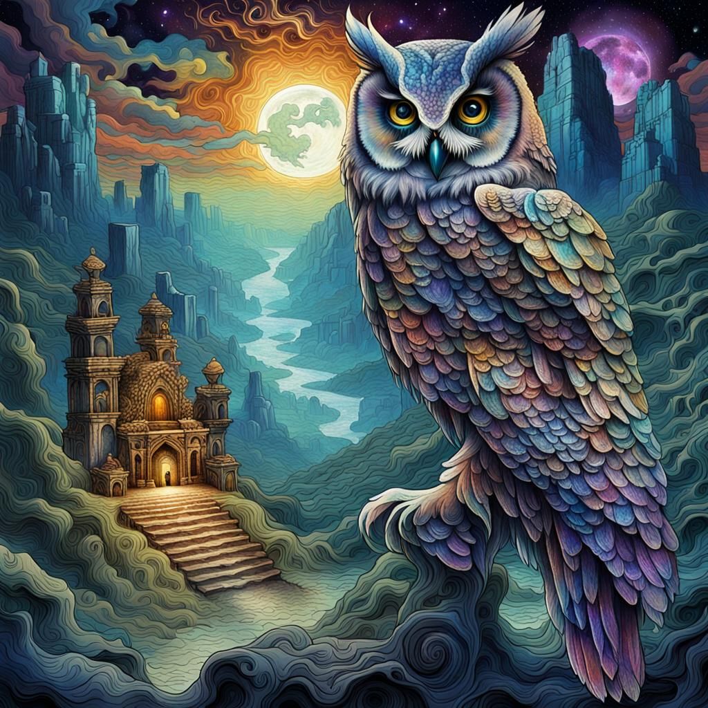 Owl within the Colorful Spirit World - AI Generated Artwork - NightCafe ...