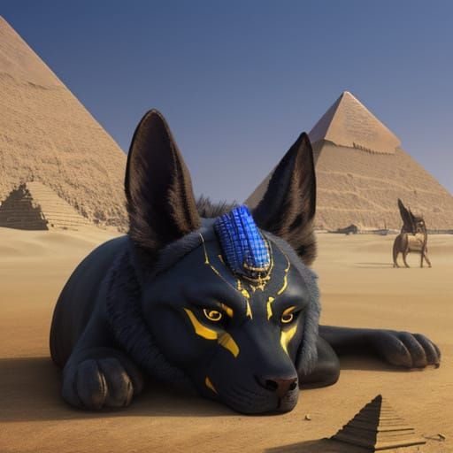 Egyptian God Anubis in Vibrant Hyper Realistic Art - AI Art