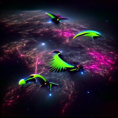 Neon Space Birds - AI Generated Artwork - NightCafe Creator