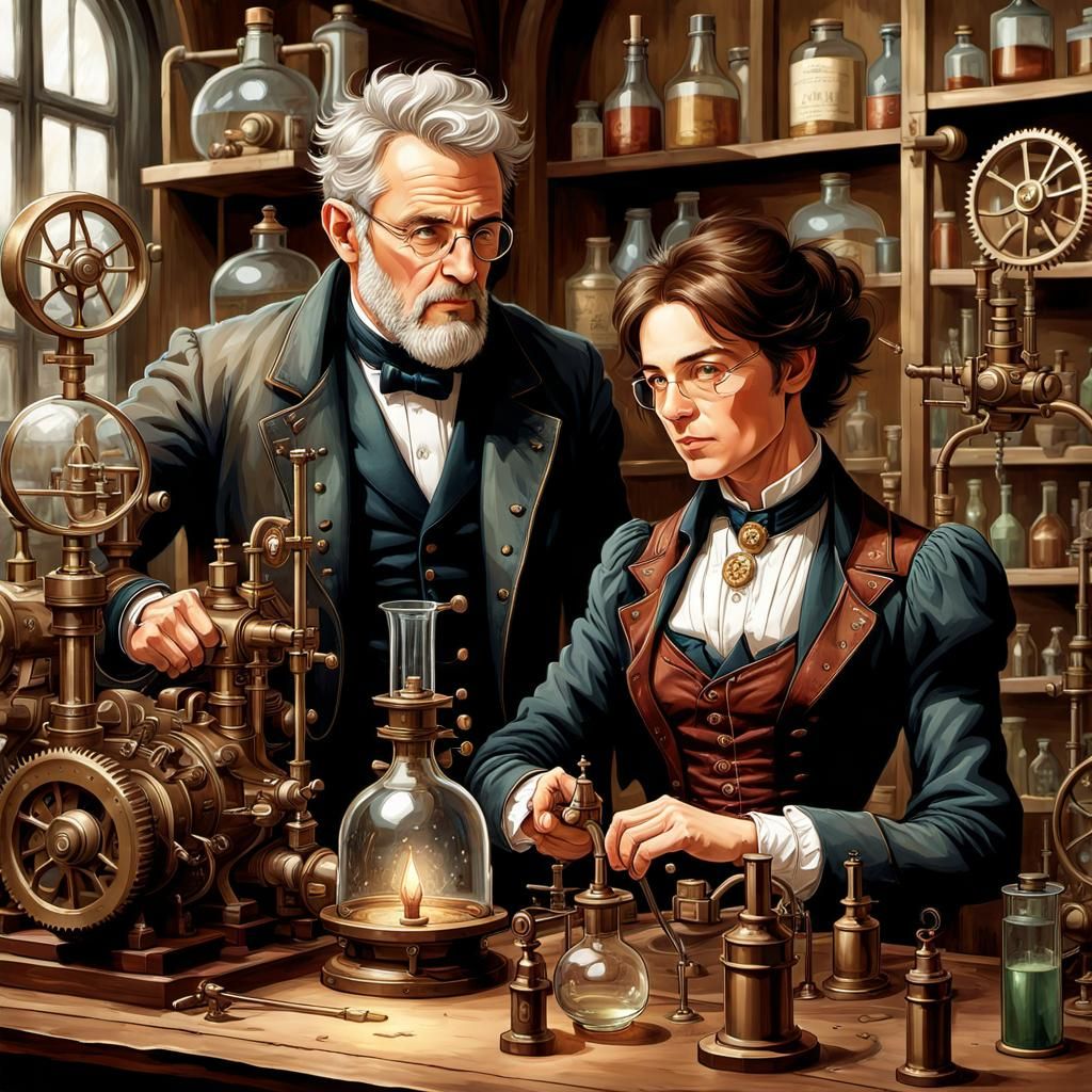 Steampunk science experiment - AI Generated Artwork - NightCafe Creator