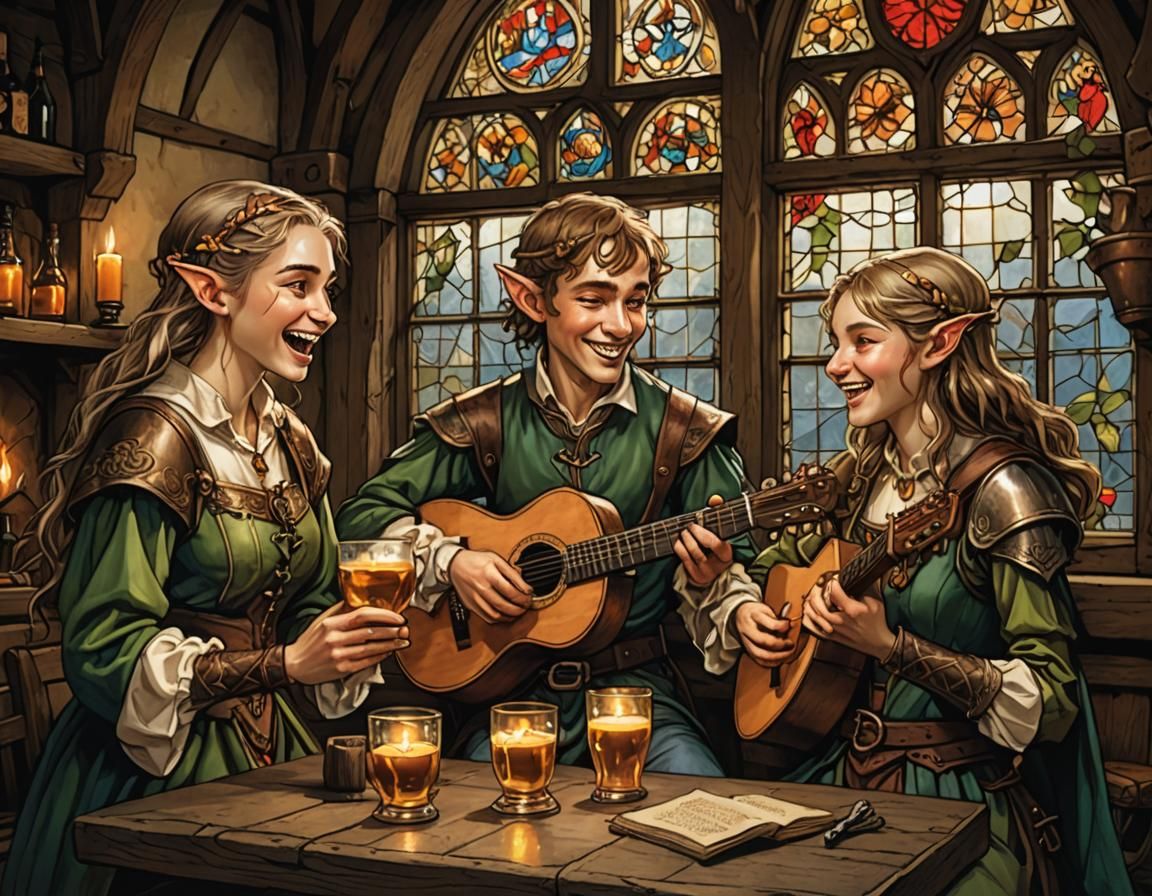 Elves in a Medieval tavern - Elves in a Medieval tavern