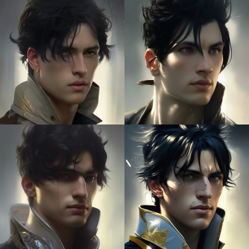 Handsome pale skinned Hispanic black haired androgynous person - AI ...