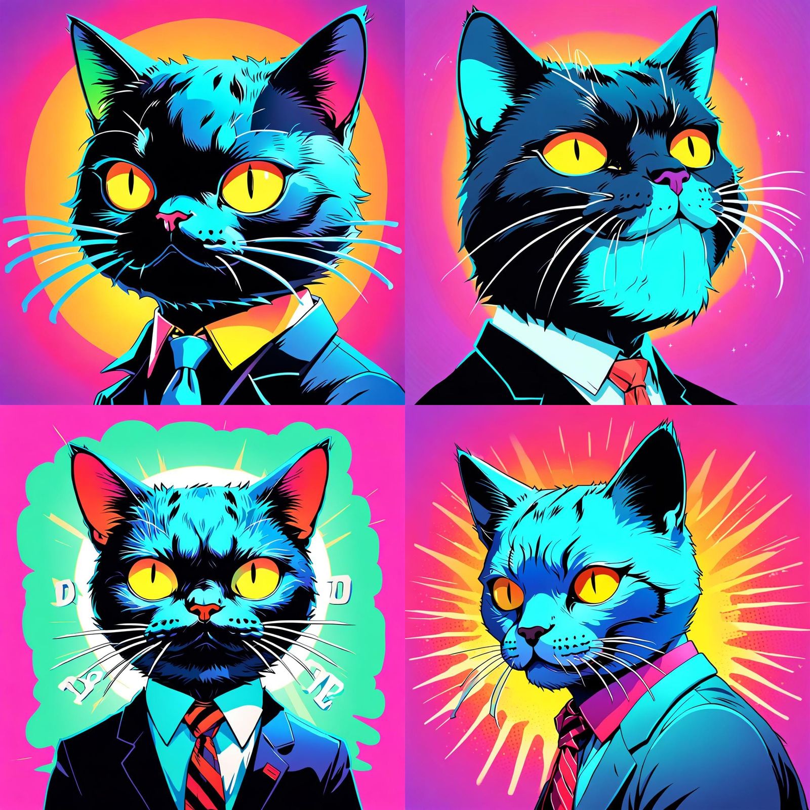 a medium quality illustration of a silhouette of a cat head, "Daddy Issues," "19th Nervous ...