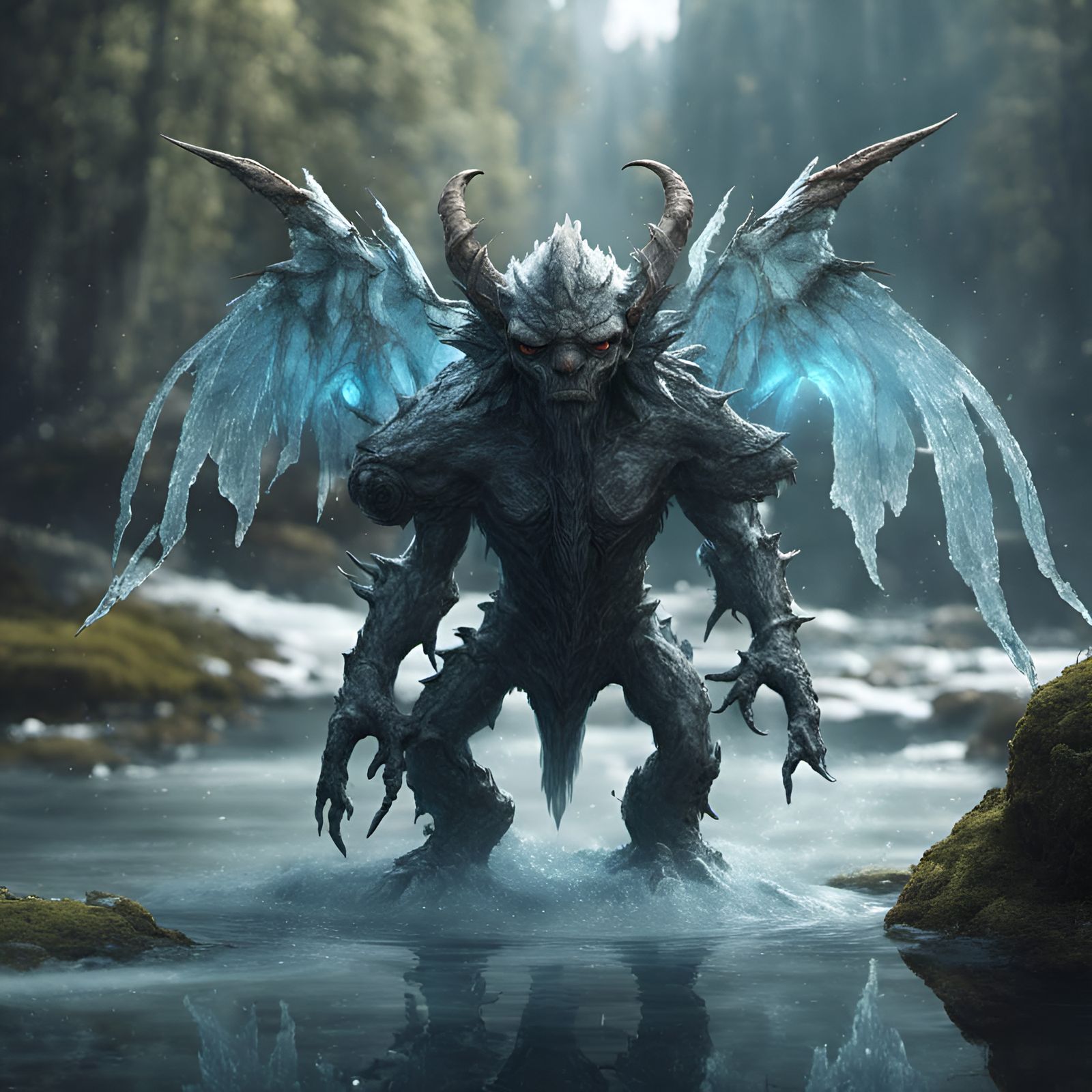 Ice Mephit in Stream - AI Generated Artwork - NightCafe Creator