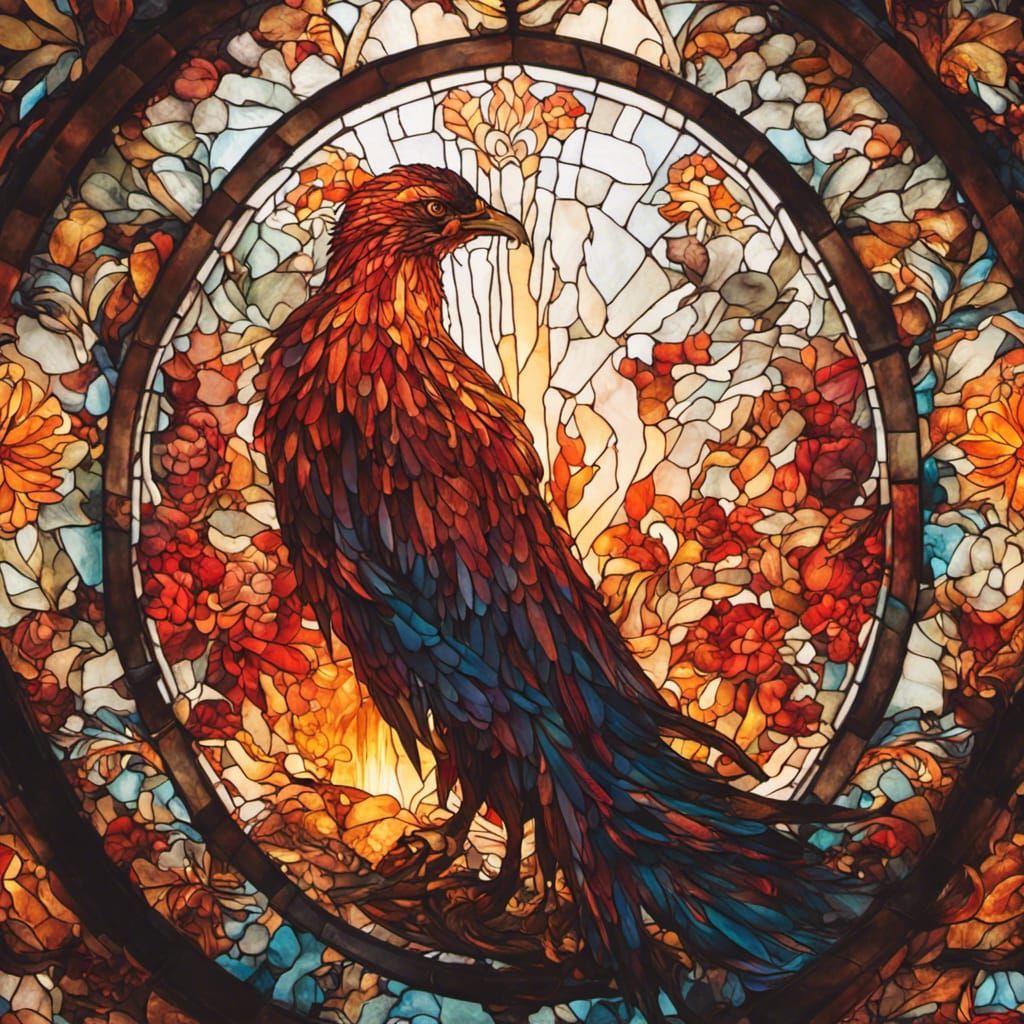Stained Glass Phoenix - AI Generated Artwork - NightCafe Creator