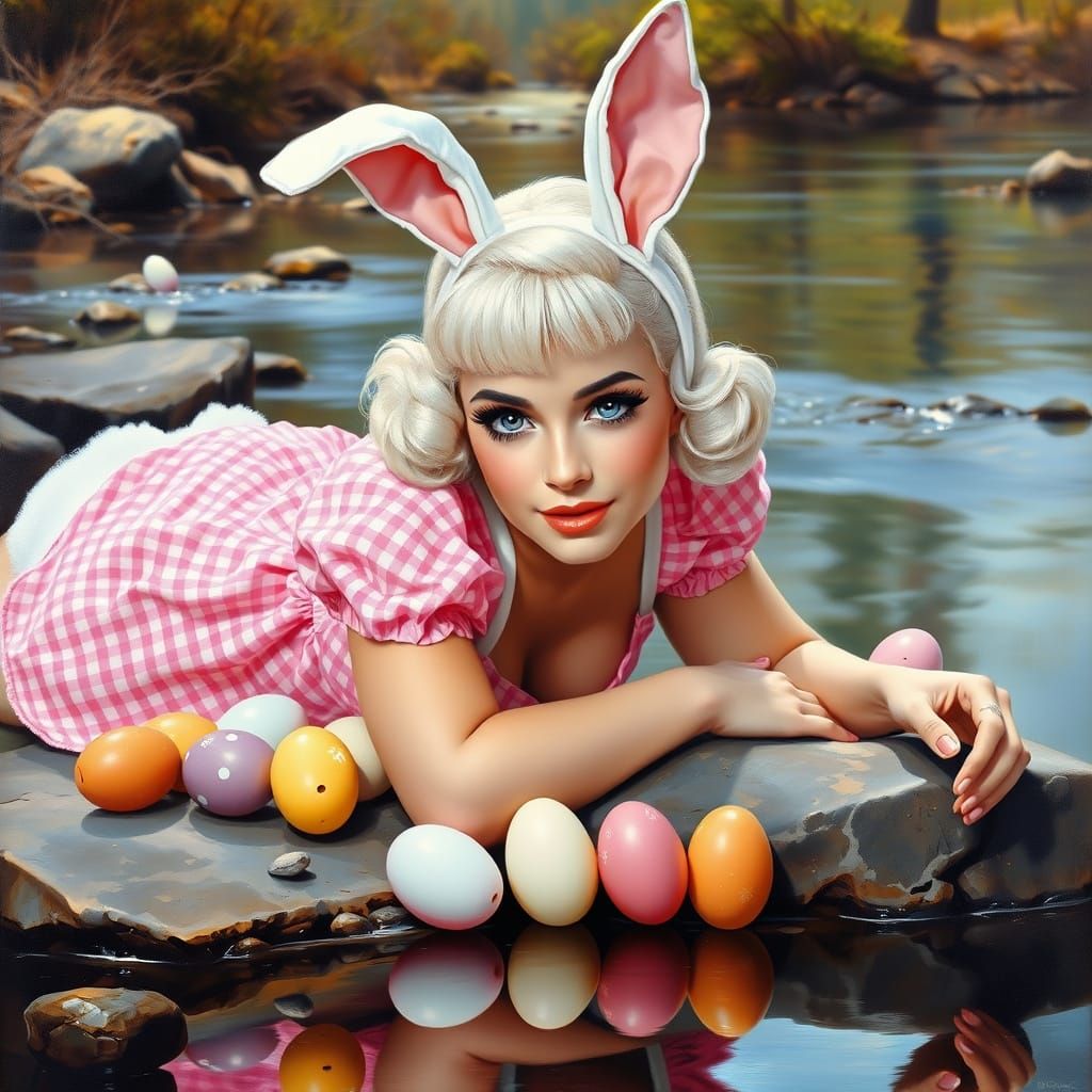 Beautiful Easter Bunny Pinup Girl🐰