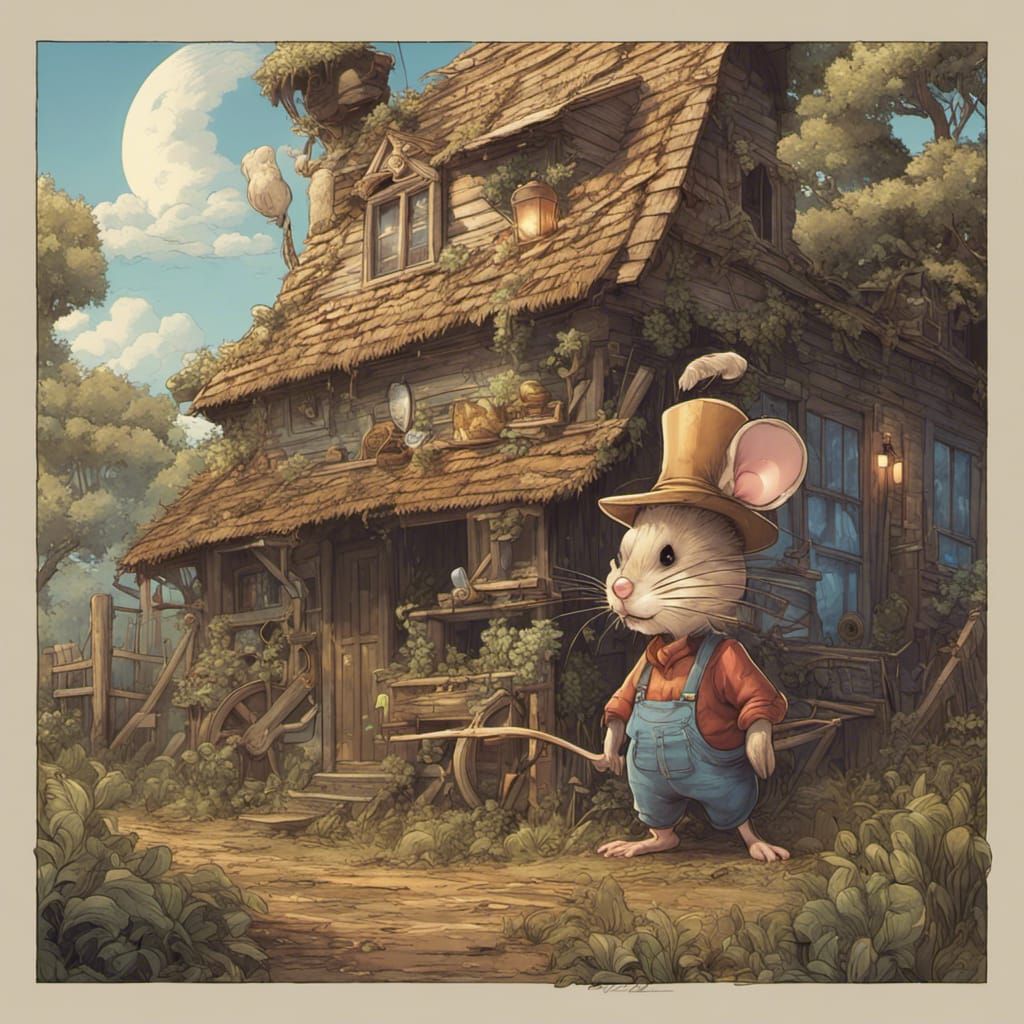 Mouse Farmer in Detailed Digital Comic Art - AI Art