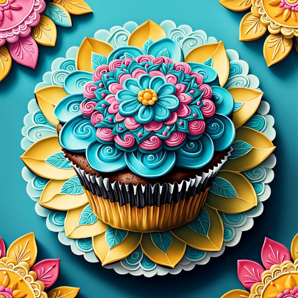 A cute cupcake mandala - AI Generated Artwork - NightCafe Creator