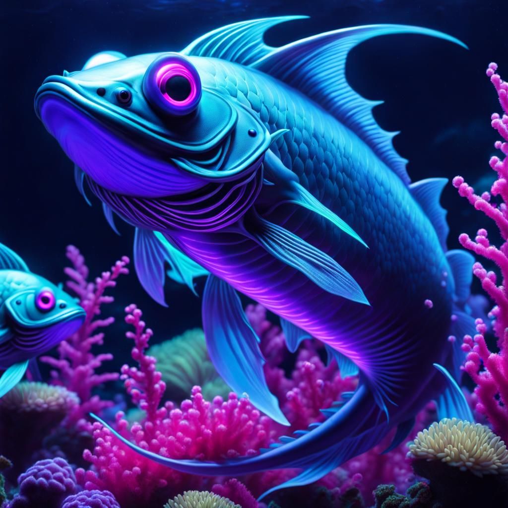 Bioluminescent Fish - AI Generated Artwork - NightCafe Creator