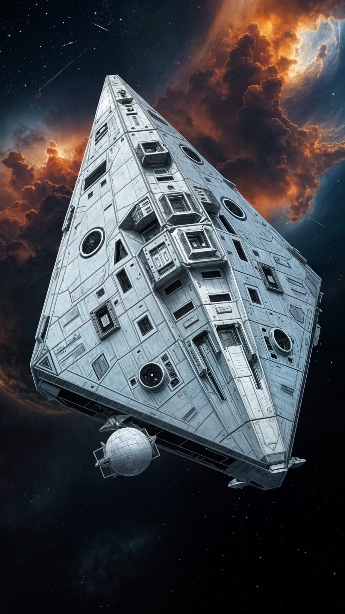 design of an inverted tetrahedron spaceship, featuring observation ...