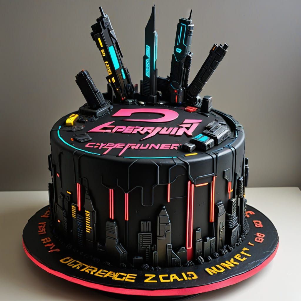 Cyberpunk Birthday Cake - Cyberpunk Birthday Cake