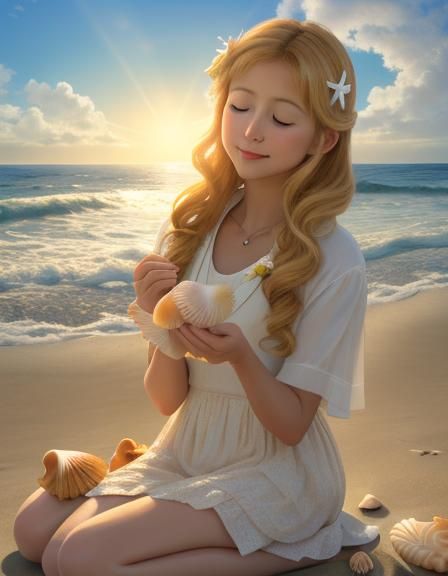 Suzie sells Seashells by the Seashore - AI Generated Artwork - NightCafe Creator