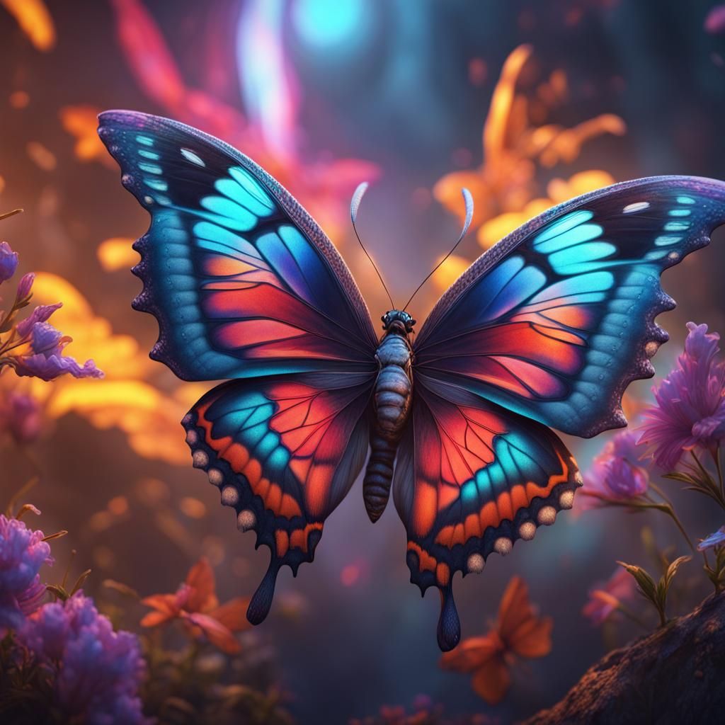 Portrait colorful butterfly - AI Generated Artwork - NightCafe Creator