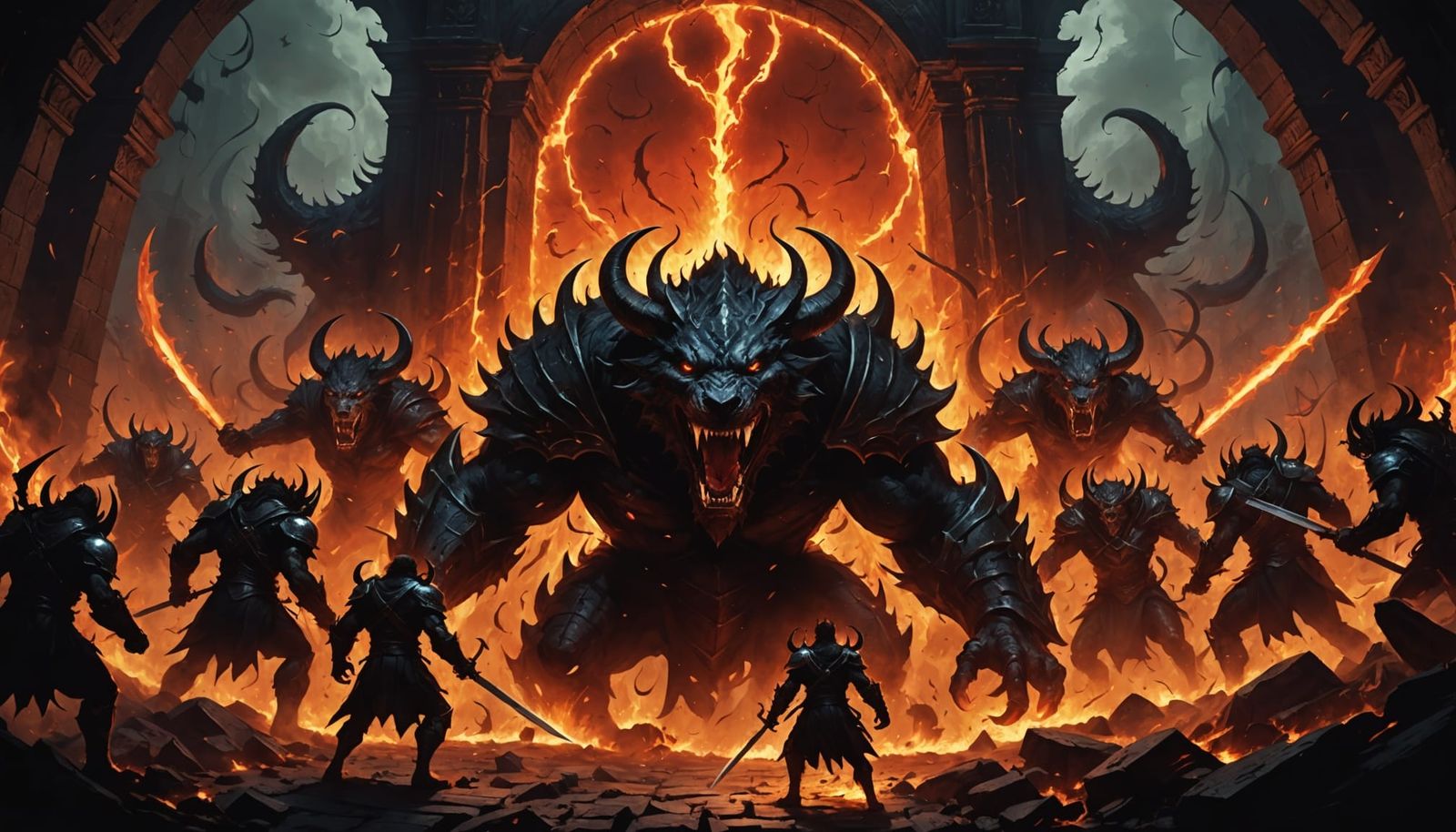 demon brigade Cerberus guards the gate of hell as Monsters fight to ...