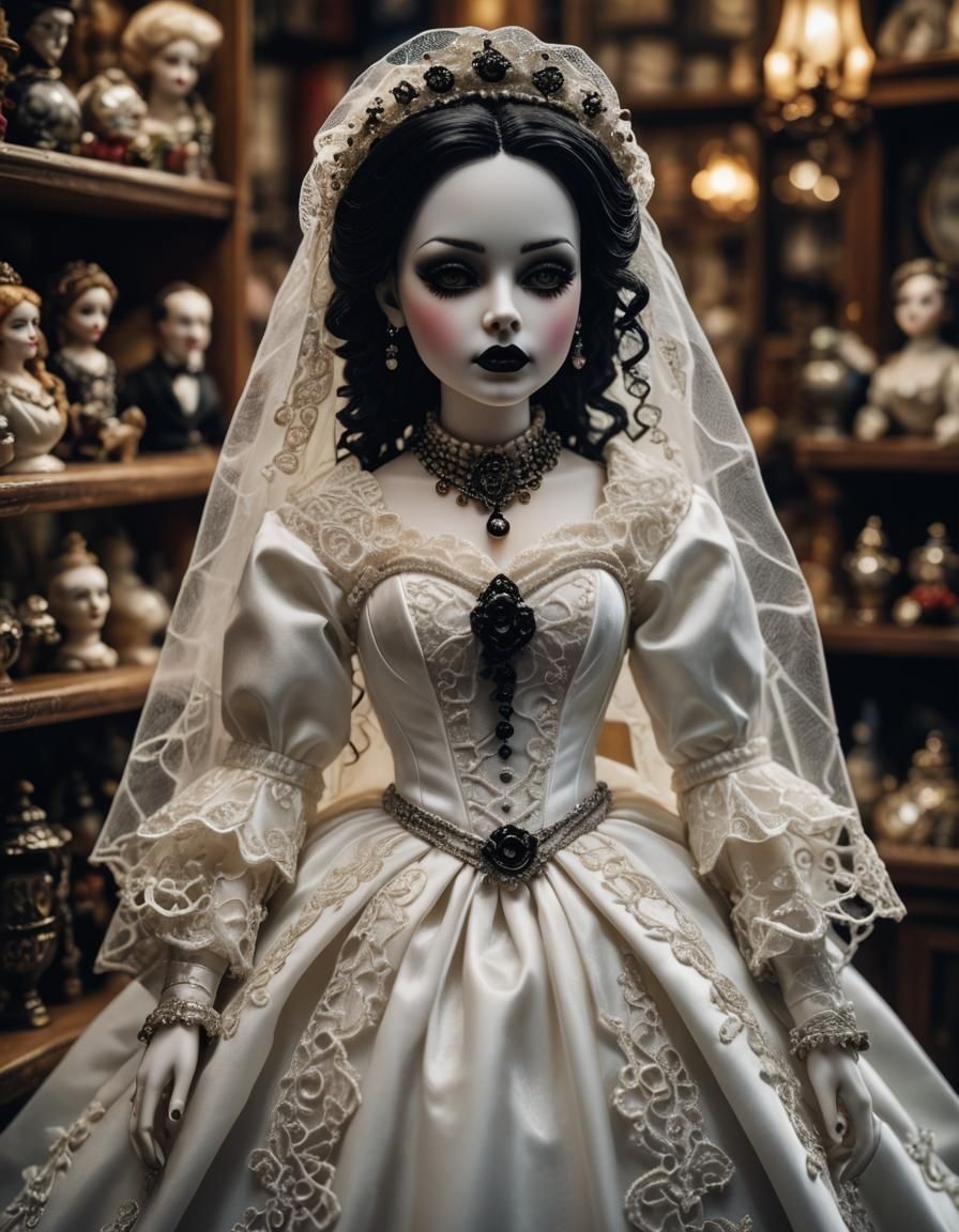 Victorian Goth Bride Doll - AI Generated Artwork - NightCafe Creator