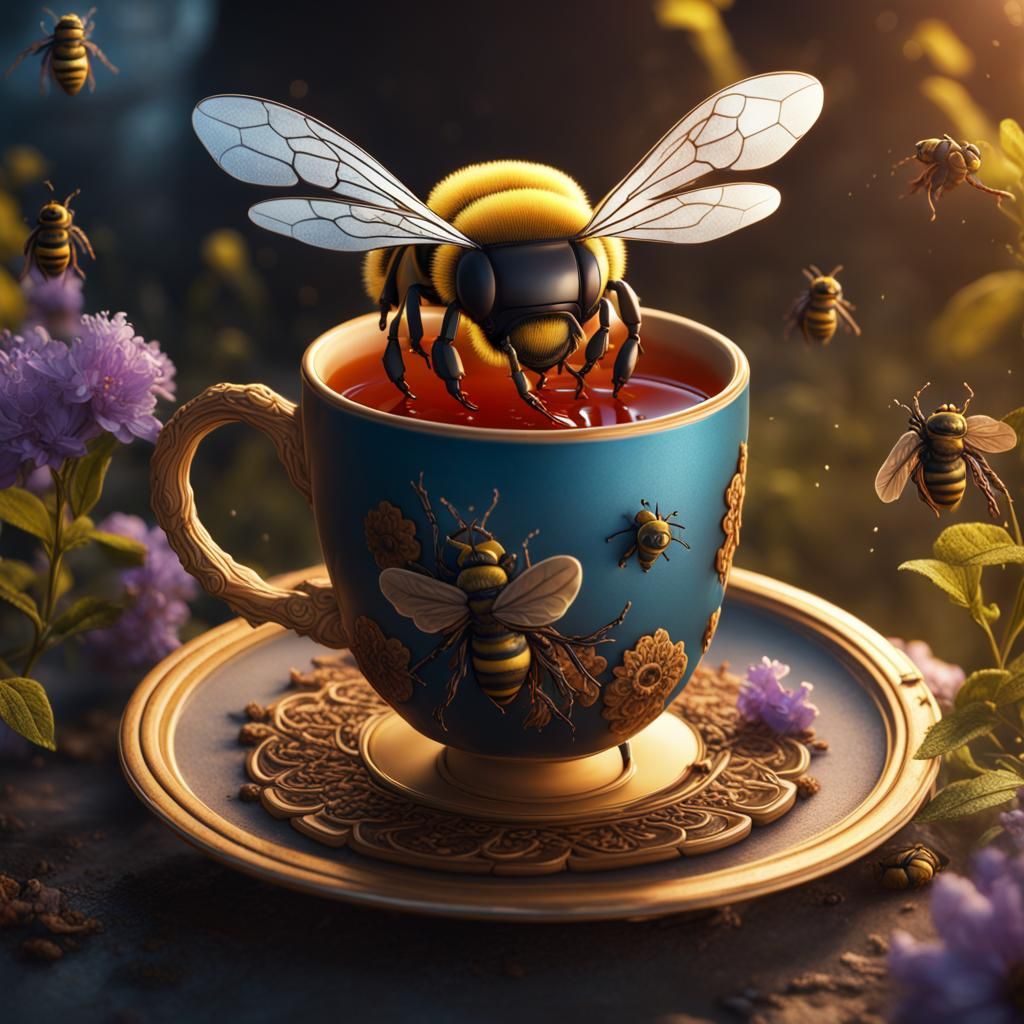 bee with tea - AI Generated Artwork - NightCafe Creator