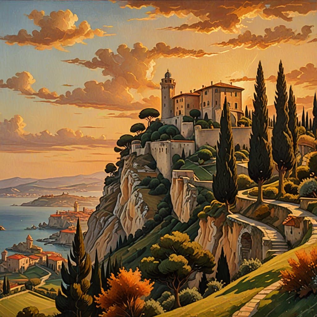 Italian Renaissance architecture. Castle del Boccale standing proudly ...