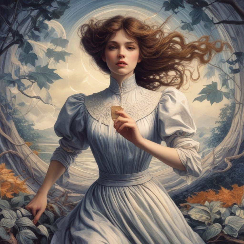 Ethereal Forest Goddess in Pre-Raphaelite Style - AI Art