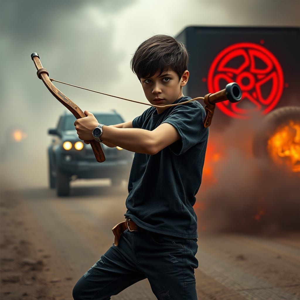 Gritty Street Kid Takes Aim at Cryptic Cult Vehicl... - AI Art