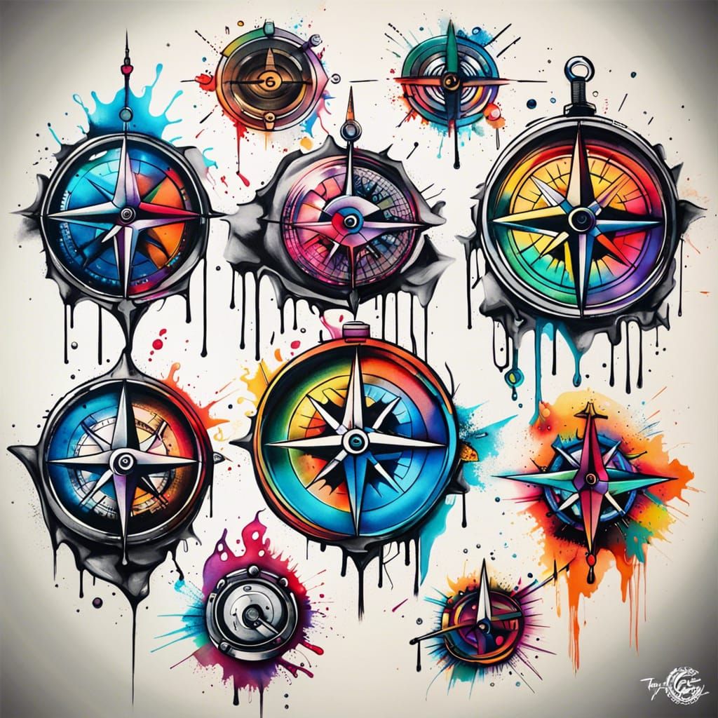 Tattoo designs of compass 3 - AI Generated Artwork - NightCafe Creator