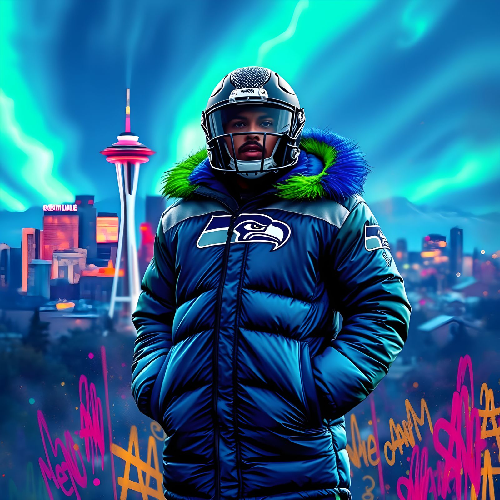 Seahawk player - Electrifying Seahawk Player in Voluminous G...