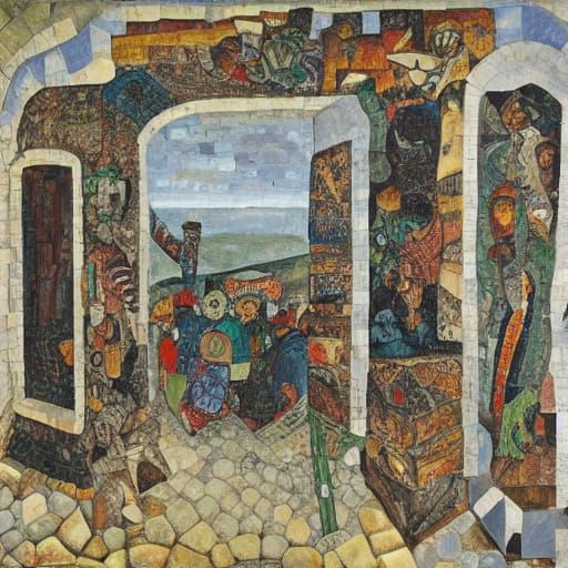 Mice in Mosaic Style as Surrealist Art - AI Art