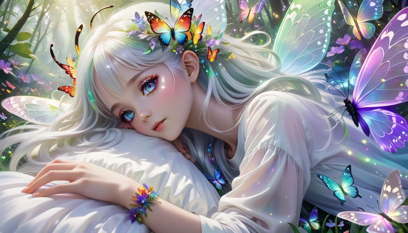 Asleep Among the Butterflies - AI Generated Artwork - NightCafe Creator