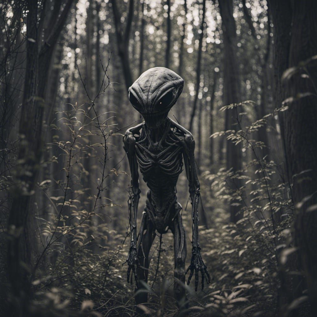 alien in the woods - AI Generated Artwork - NightCafe Creator