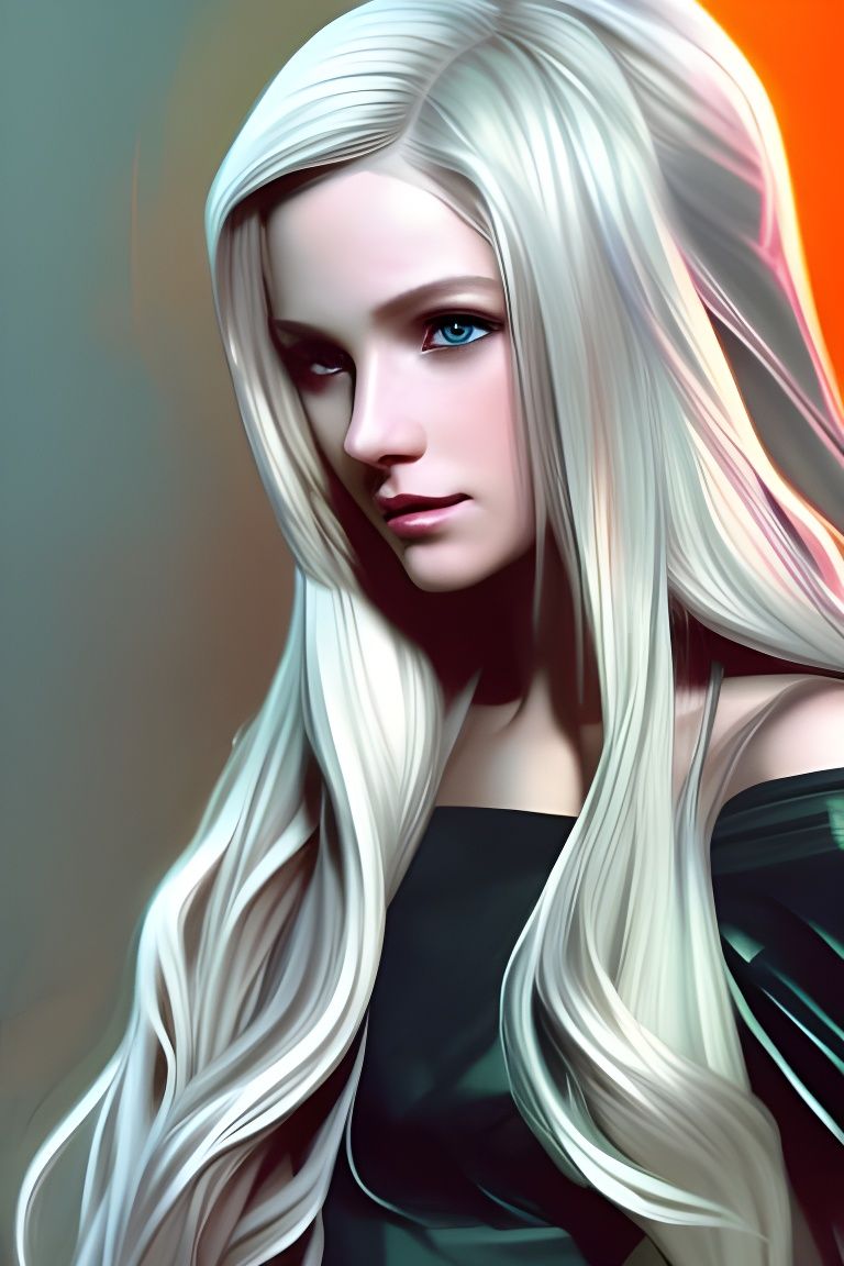 Girl with long platinum-blonde hair - AI Generated Artwork - NightCafe ...