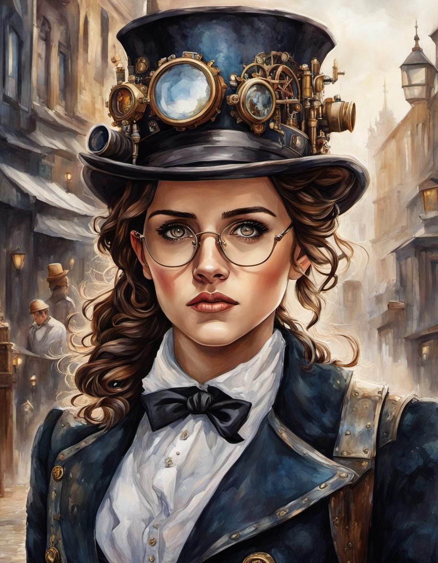 beautiful steampunk Emma Watson. - AI Generated Artwork - NightCafe Creator