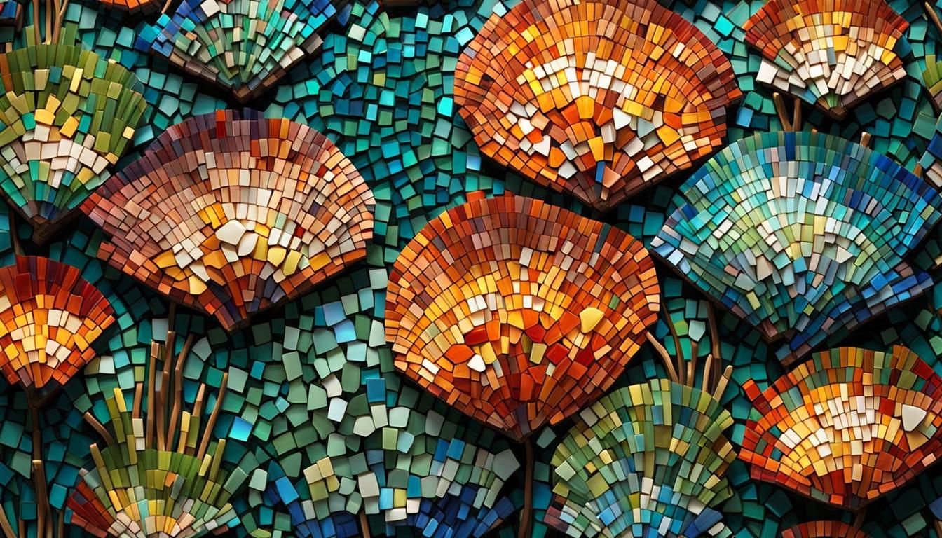 fan shaped flowers mosaic - AI Generated Artwork - NightCafe Creator