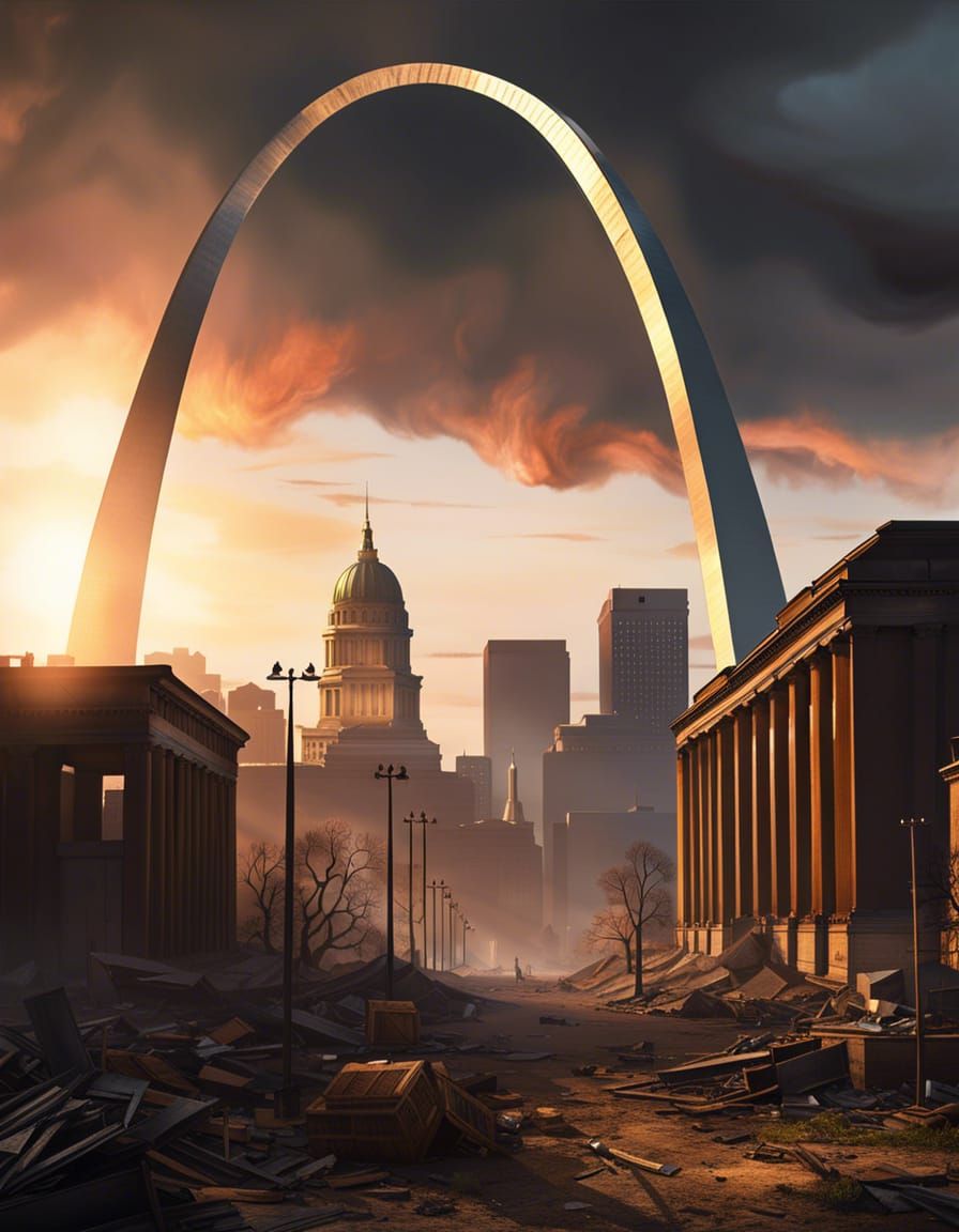Post Apocalyptic St Louis. The Gateway Arch. - AI Generated Artwork ...