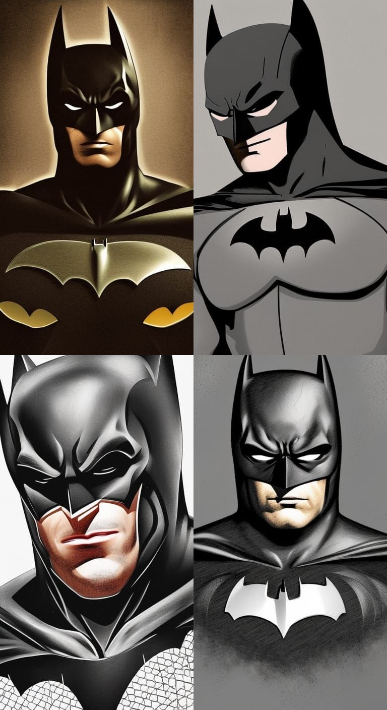 Generate a detailed portrait of Batman, capturing his brooding persona ...