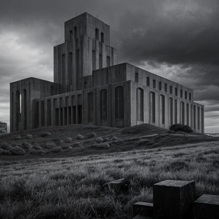 Brutalist Cathedral - Futuristic Cathedral in Brutalist Styl...
