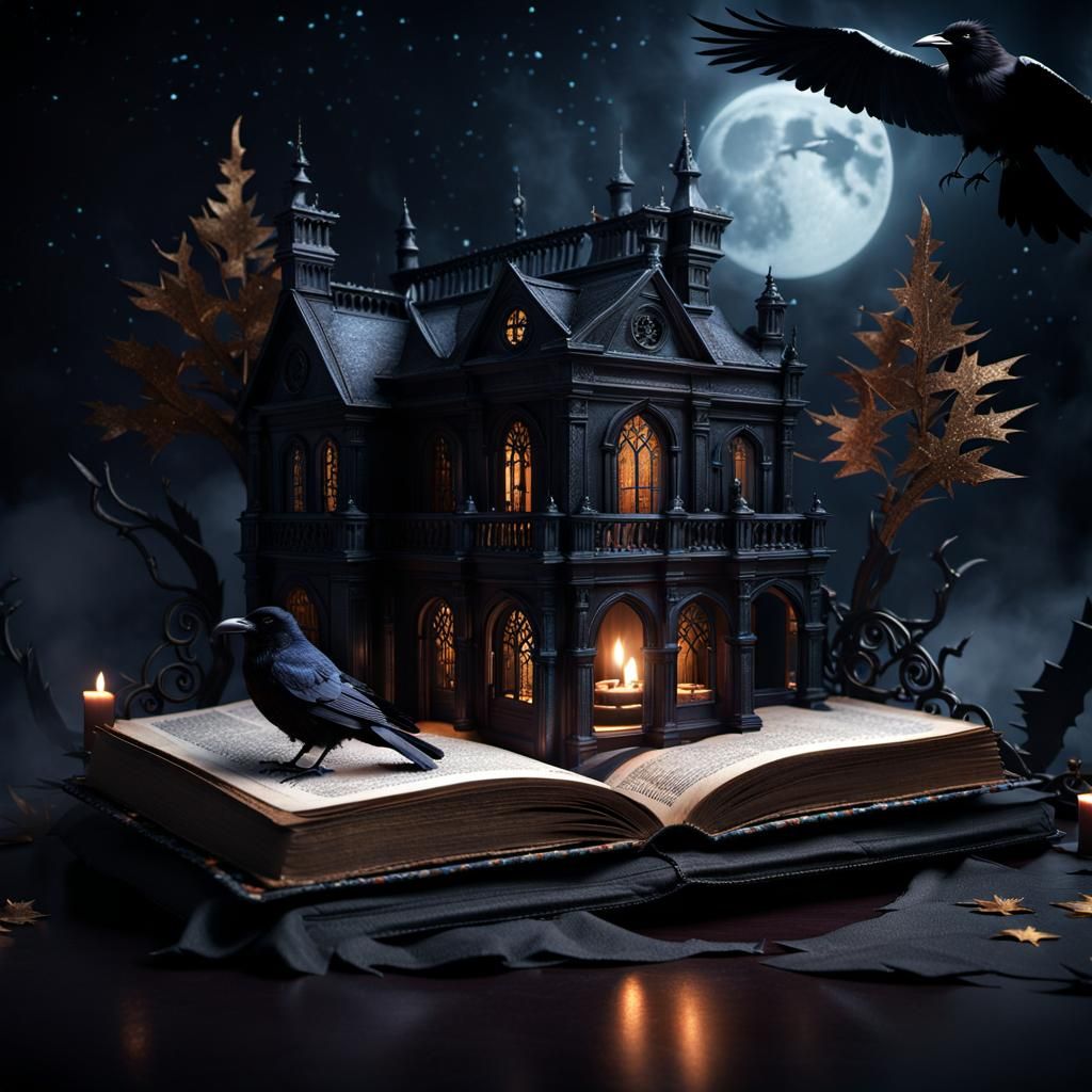 a wonderful spooky magic pop up Book „the RAVEN“(Edgar Allan Poe) - AI ...