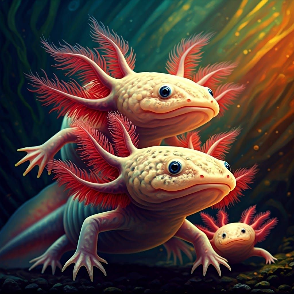 Axolotl family. - Axolotl family.
