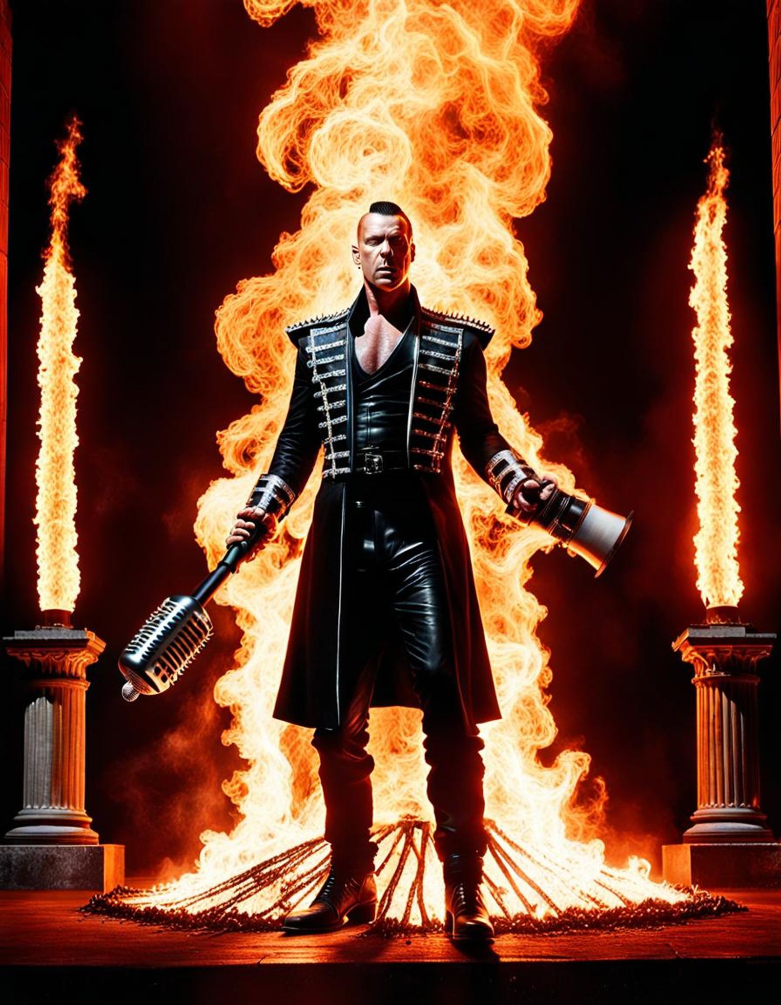 photoreal 2/3 portrait of Till Lindeman lead singer of Rammstein ...