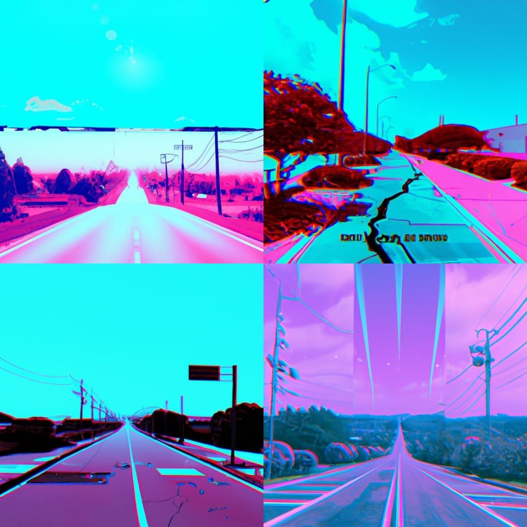 Road to the glitchy void, blue sky, city, Giant, ((Dreamcore)) Color ...
