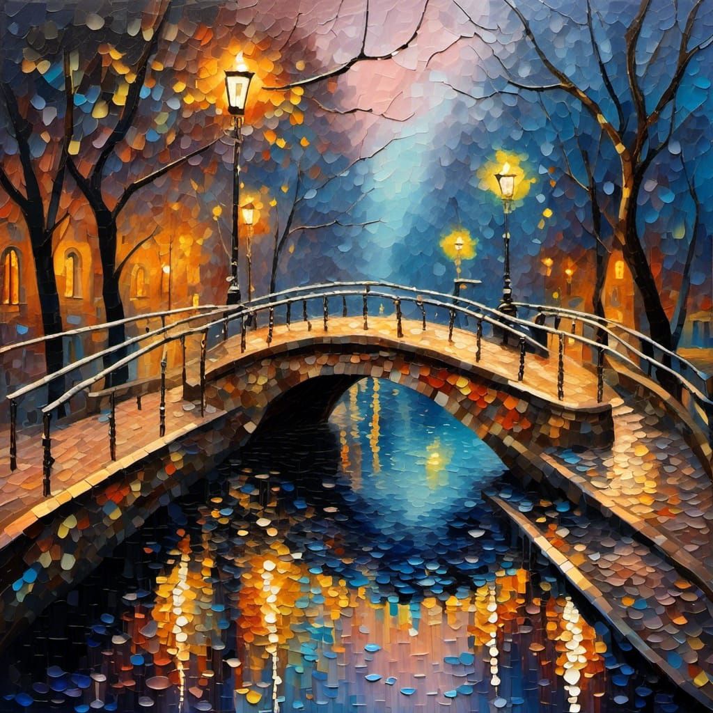 Neo-impressionist bridge - AI Generated Artwork - NightCafe Creator