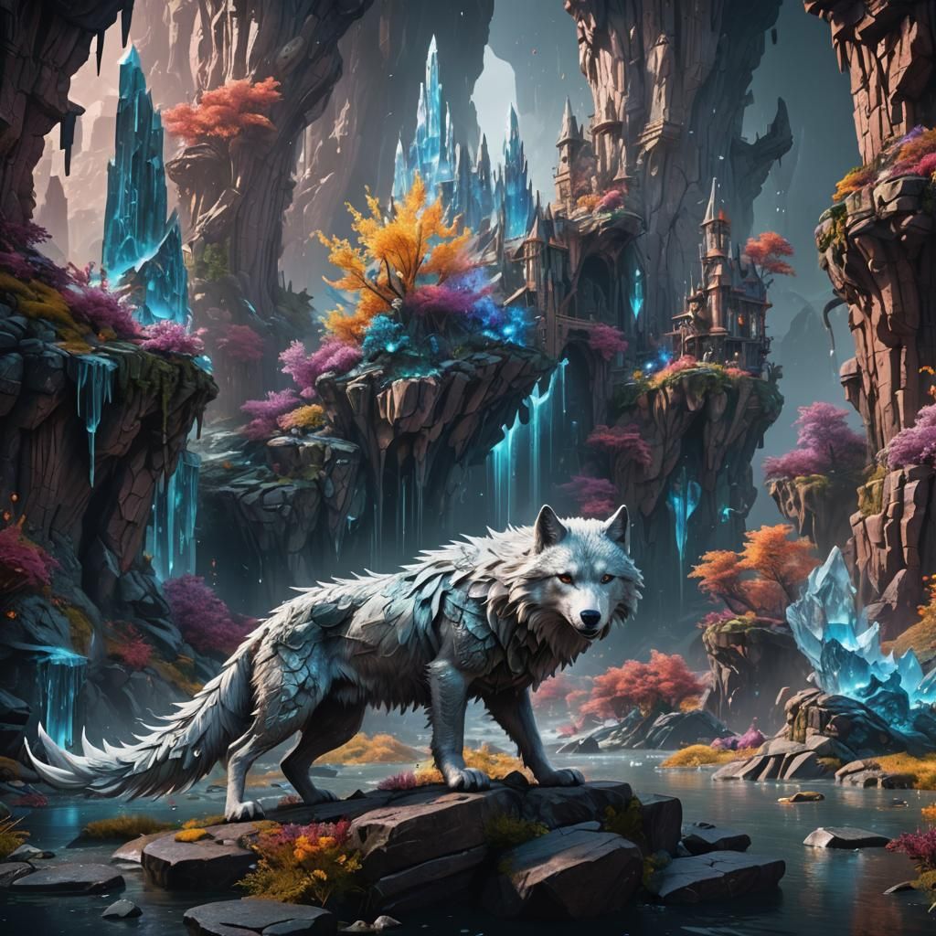 crystal wolf - AI Generated Artwork - NightCafe Creator