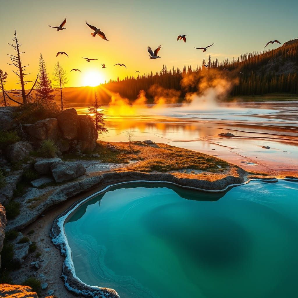 More Yellowstone splendor 💖🔥💖 - Glowing Yellowstone Dawn...