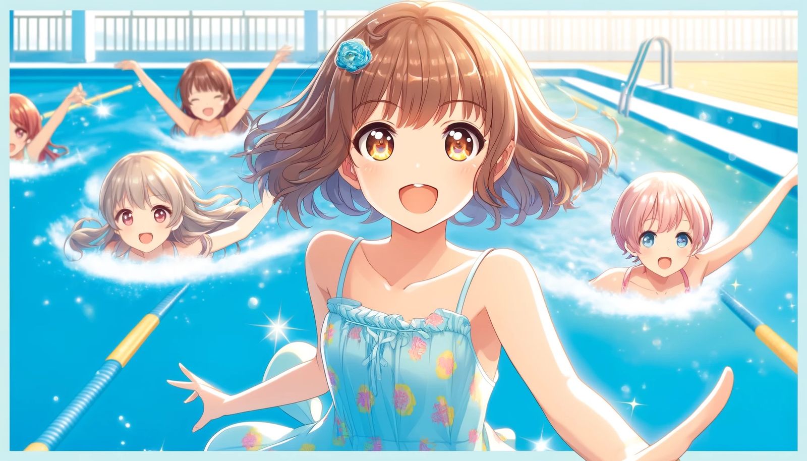 Swimming Pool Anime Party - AI Generated Artwork - NightCafe Creator