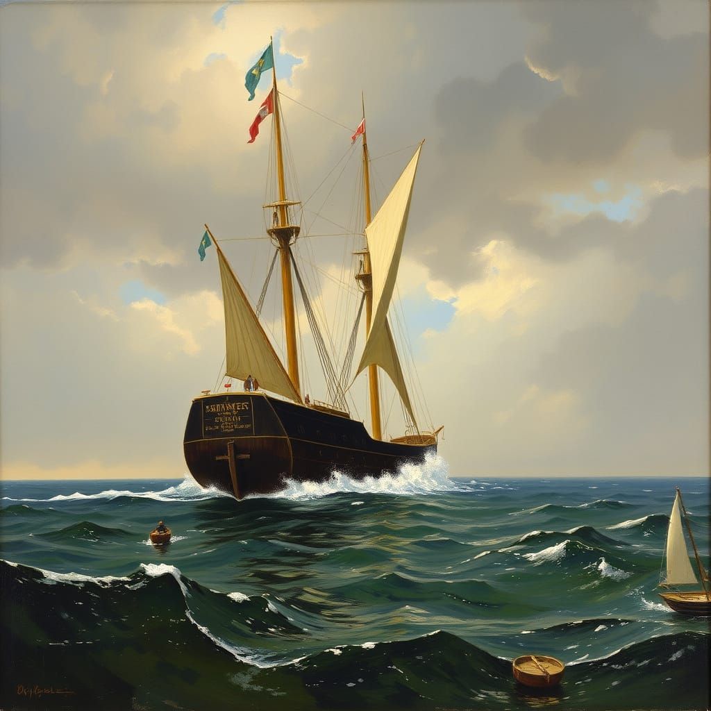 A Stormy Shipwreck in a Romantic Realism Style - AI Art