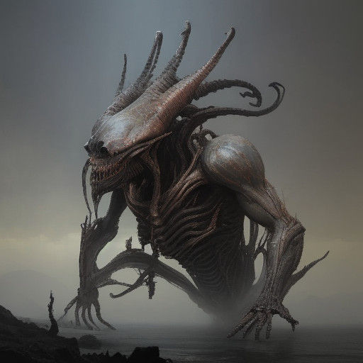 Stormy Xenomorph Portrait in Polished Art Deco Sty... - AI Art